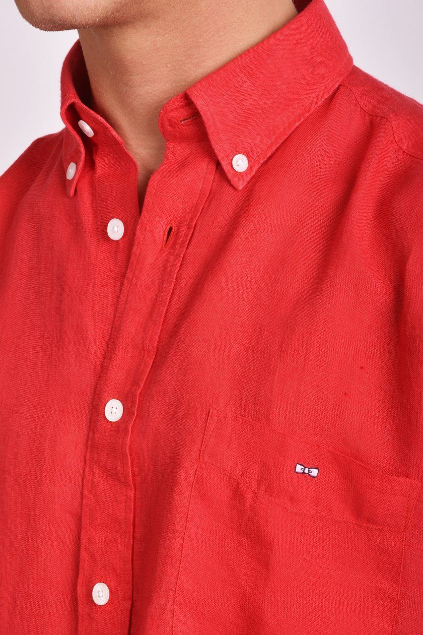 EDEN PARK Chemise Lin Rouge - 96CHECHE0093 , Chemises pour Homme